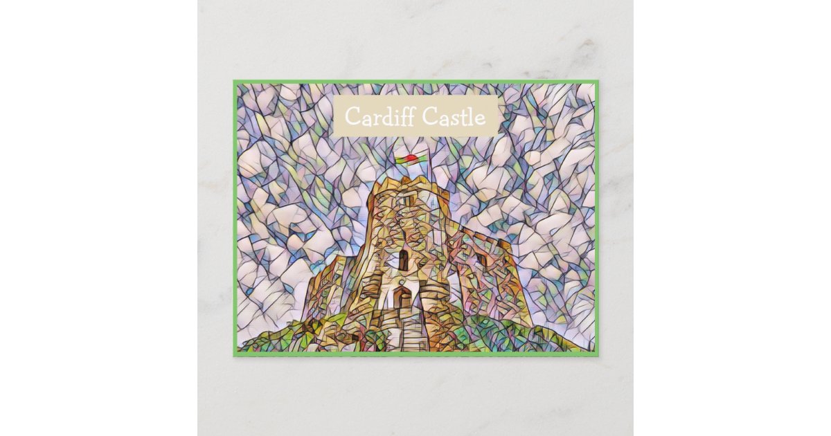 Cardiff Castle, Wales, UK Mosaic Effect Postcard | Zazzle