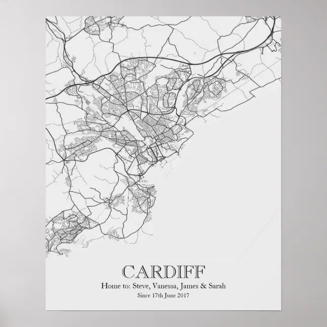 Cardiff Wales Personalized City Map Poster | Zazzle