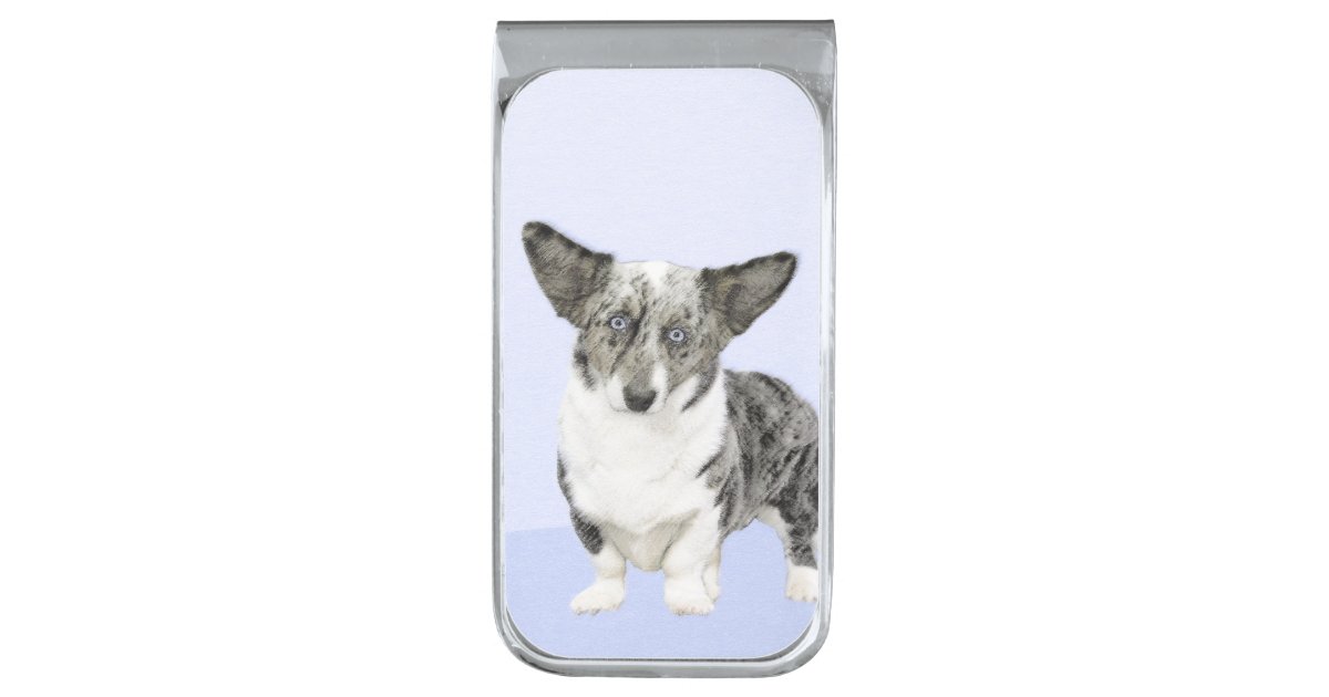 Cardigan Welsh Corgi Painting - Original Dog Art Silver Finish Money ...