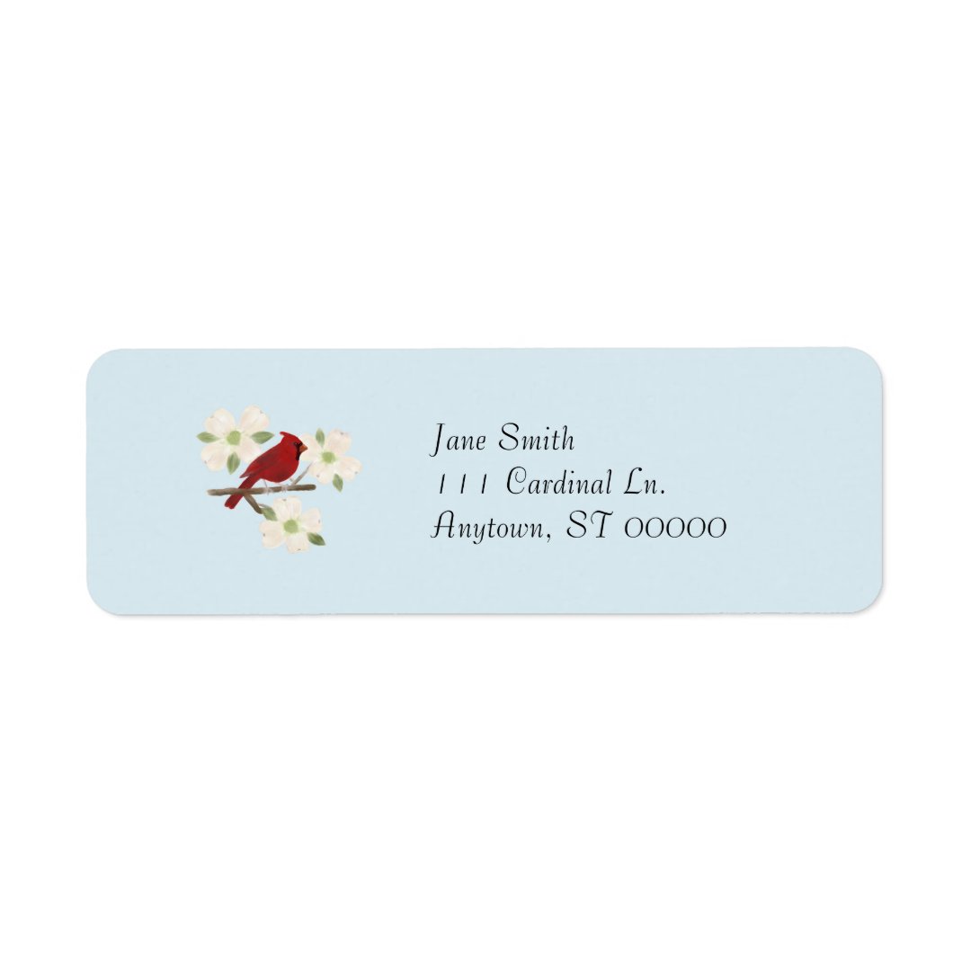 Cardinal and Dogwood Watercolor Address Labels | Zazzle