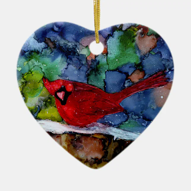 Cardinal At Night Ceramic Ornament | Zazzle