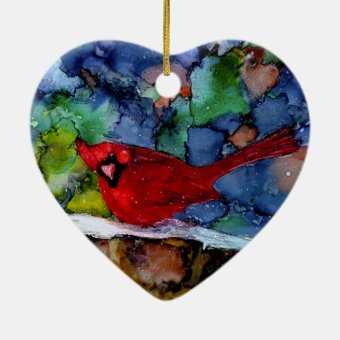 Cardinal At Night Ceramic Ornament | Zazzle