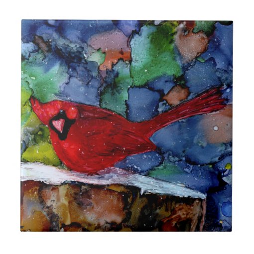 Cardinal At Night Tile | Zazzle