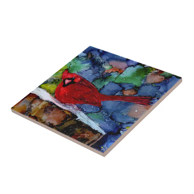 Cardinal At Night Tile | Zazzle