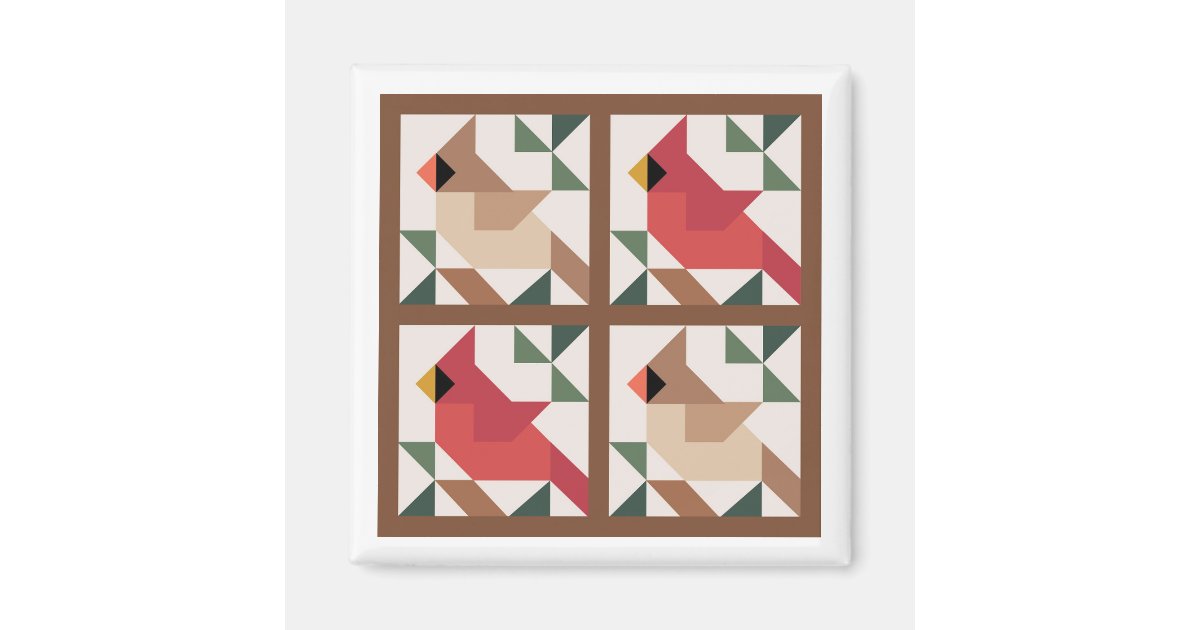 Cardinal Barn Quilt Magnet | Zazzle