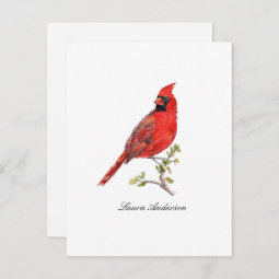 Cardinal bird flat note card | Zazzle