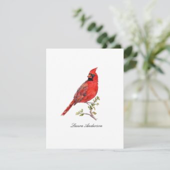 Cardinal bird flat note card | Zazzle