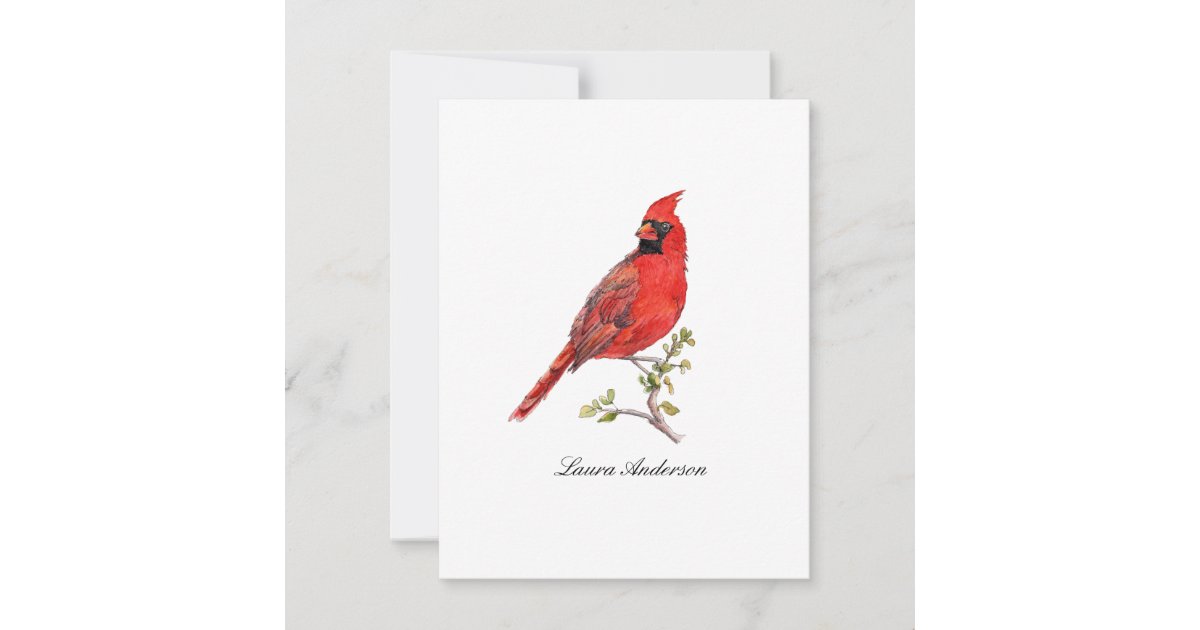 Cardinal bird flat note card | Zazzle