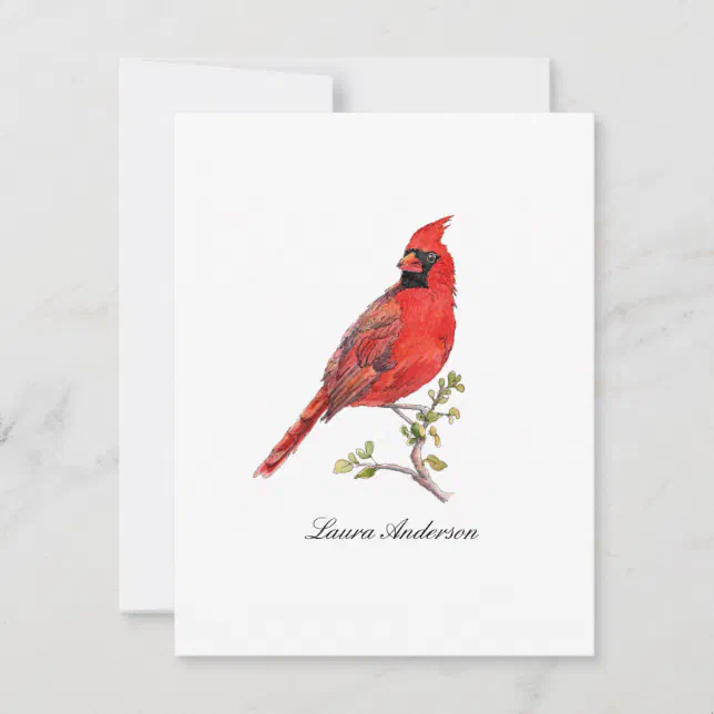 Cardinal bird flat note card | Zazzle