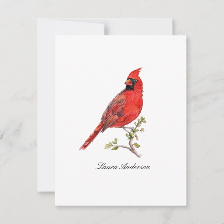 Cardinal bird flat note card | Zazzle