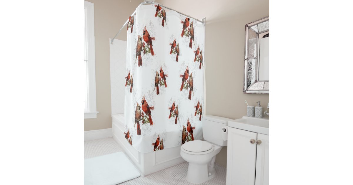 Cardinal birds shower curtain | Zazzle