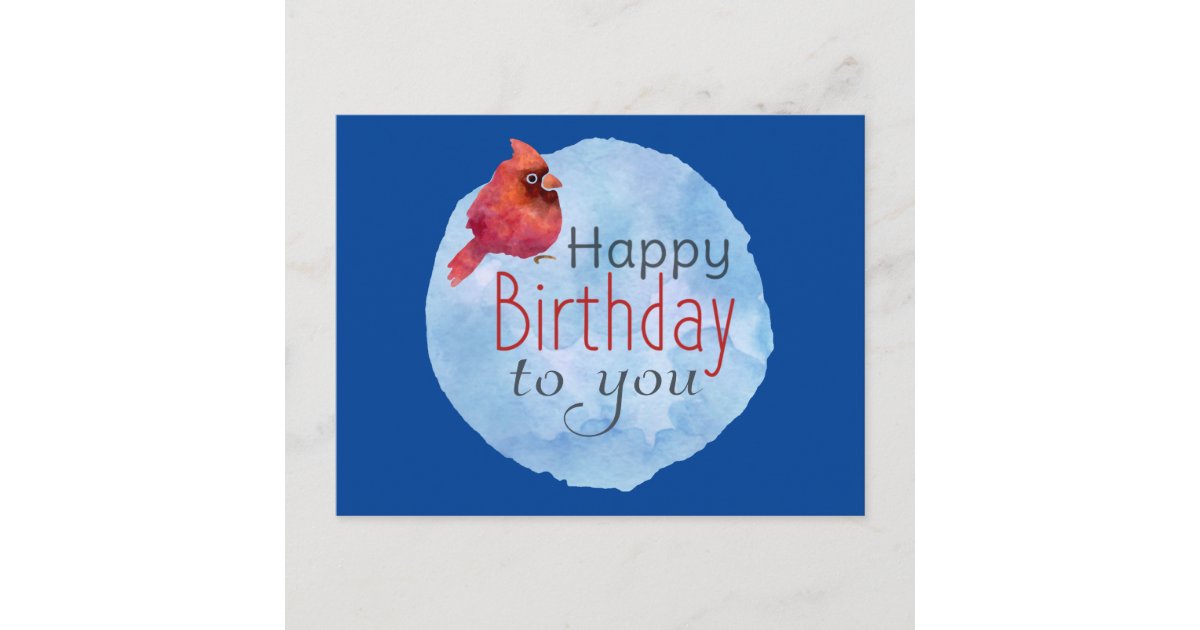 Cardinal Birthday Postcard | Zazzle