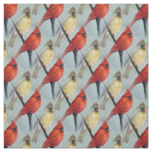 Cute Cardinal Christmas Fabric | Zazzle