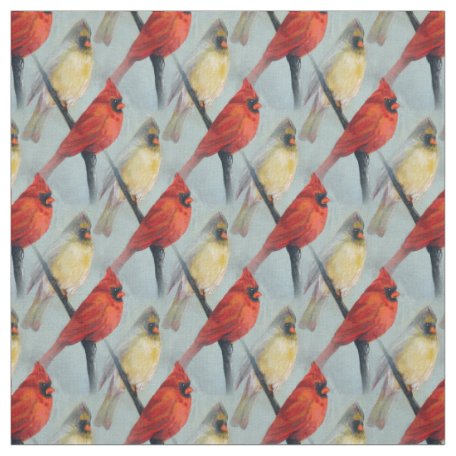 Cute Cardinal Christmas Fabric | Zazzle