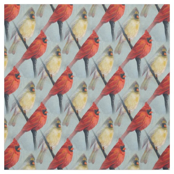 Cute Cardinal Christmas Fabric | Zazzle