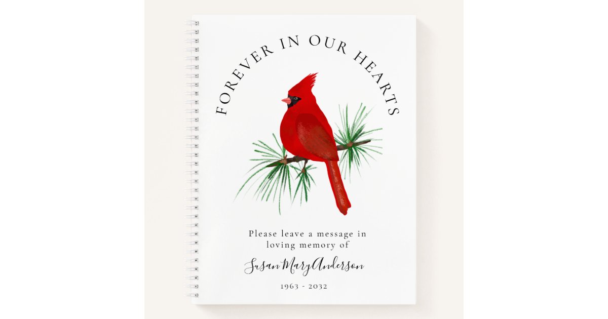 Cardinal Forever in Our Hearts Funeral Guest Book | Zazzle