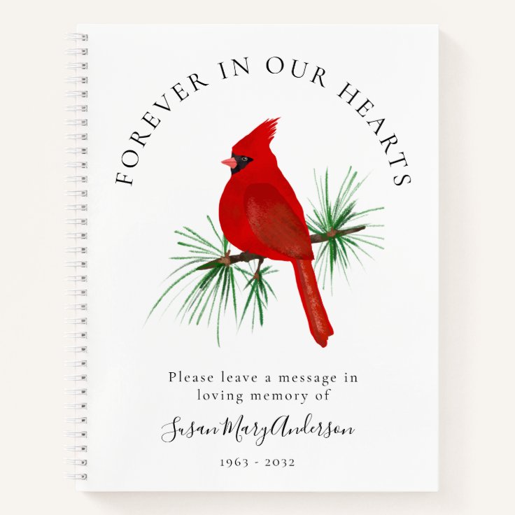 Cardinal Forever in Our Hearts Funeral Guest Book | Zazzle
