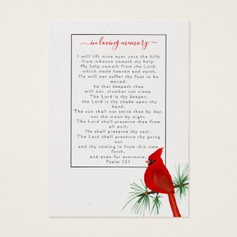 Cardinal Funeral Memorial Photo Prayer Card | Zazzle