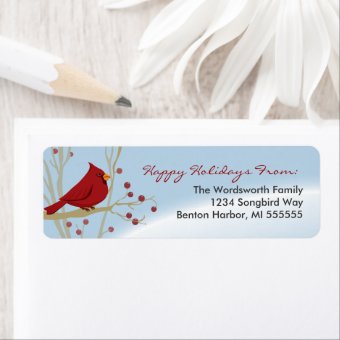 Cardinal Holiday Return Address Labels | Zazzle