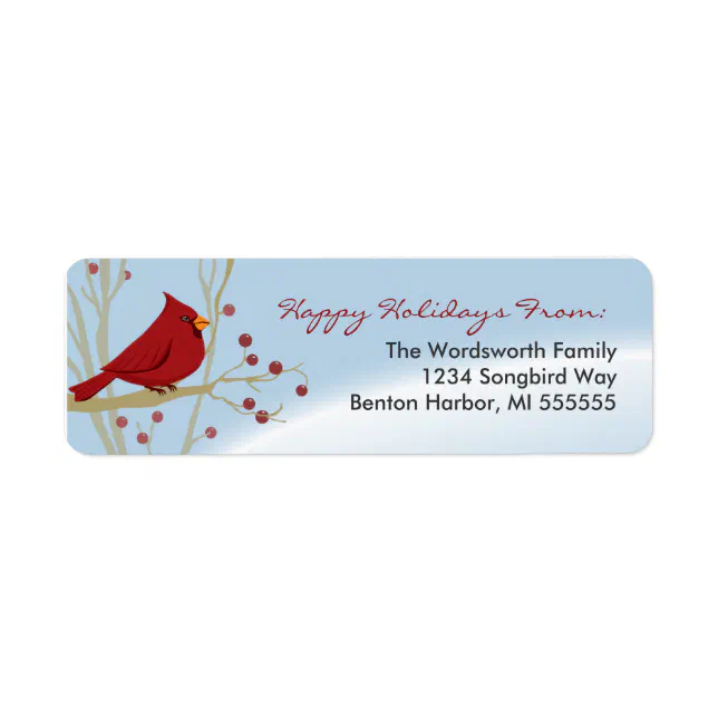 Cardinal Holiday Return Address Labels | Zazzle