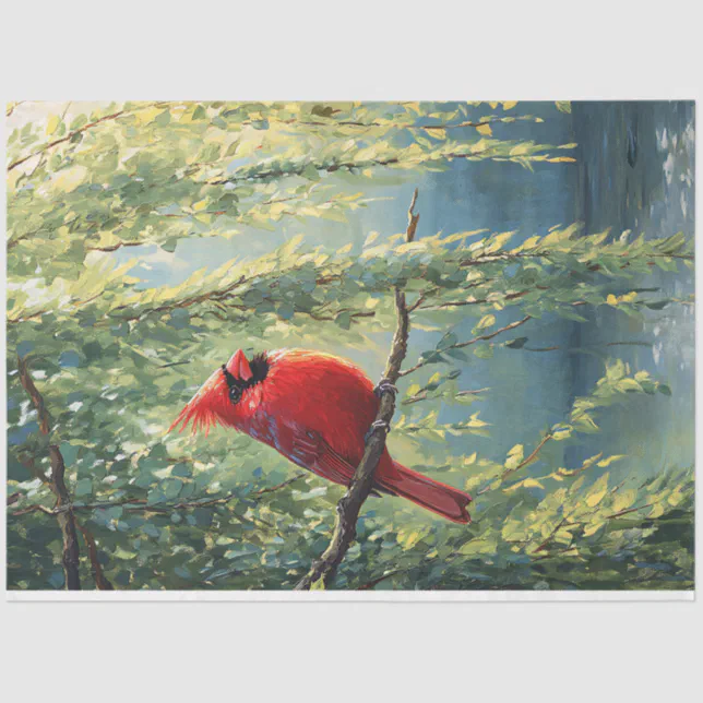 Cardinal in a Willow Tree Decoupage Tissue Paper | Zazzle