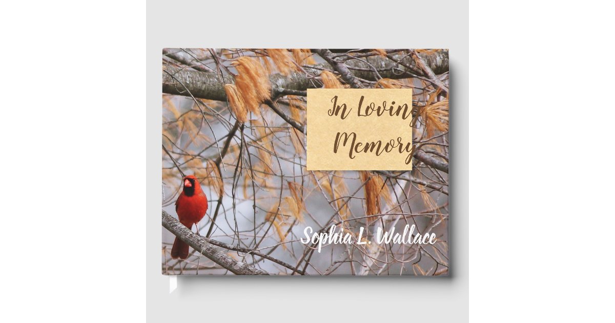 Cardinal In Loving Memory Guest Book | Zazzle