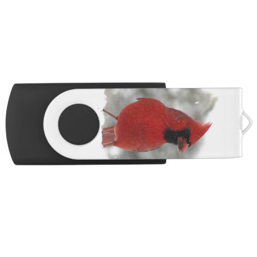 Cardinal in Snow Swivel USB 2.0 Flash Drive | Zazzle