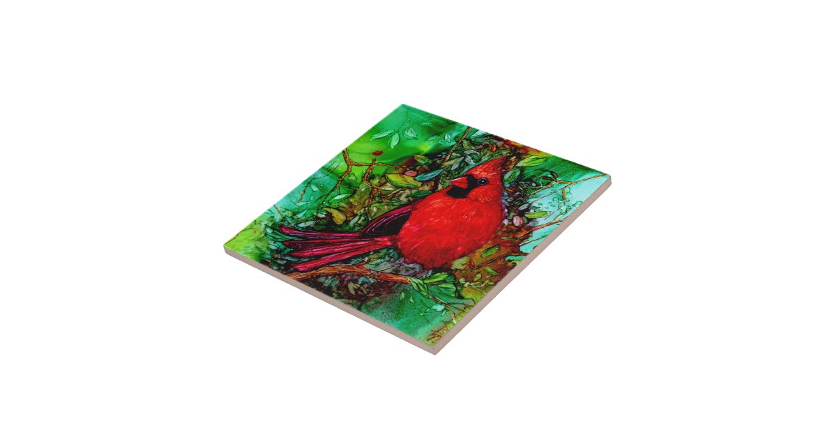 Cardinal In the Tree Ceramic Tile | Zazzle