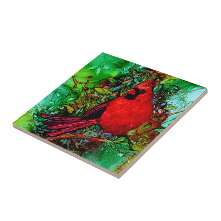 Cardinal In the Tree Ceramic Tile | Zazzle.com