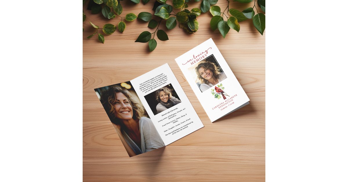 Cardinal Loving Memory Small Funeral Prayer Card | Zazzle
