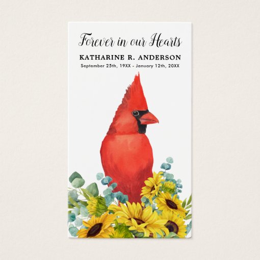Cardinal Memorial Poem Funeral Prayer Card | Zazzle