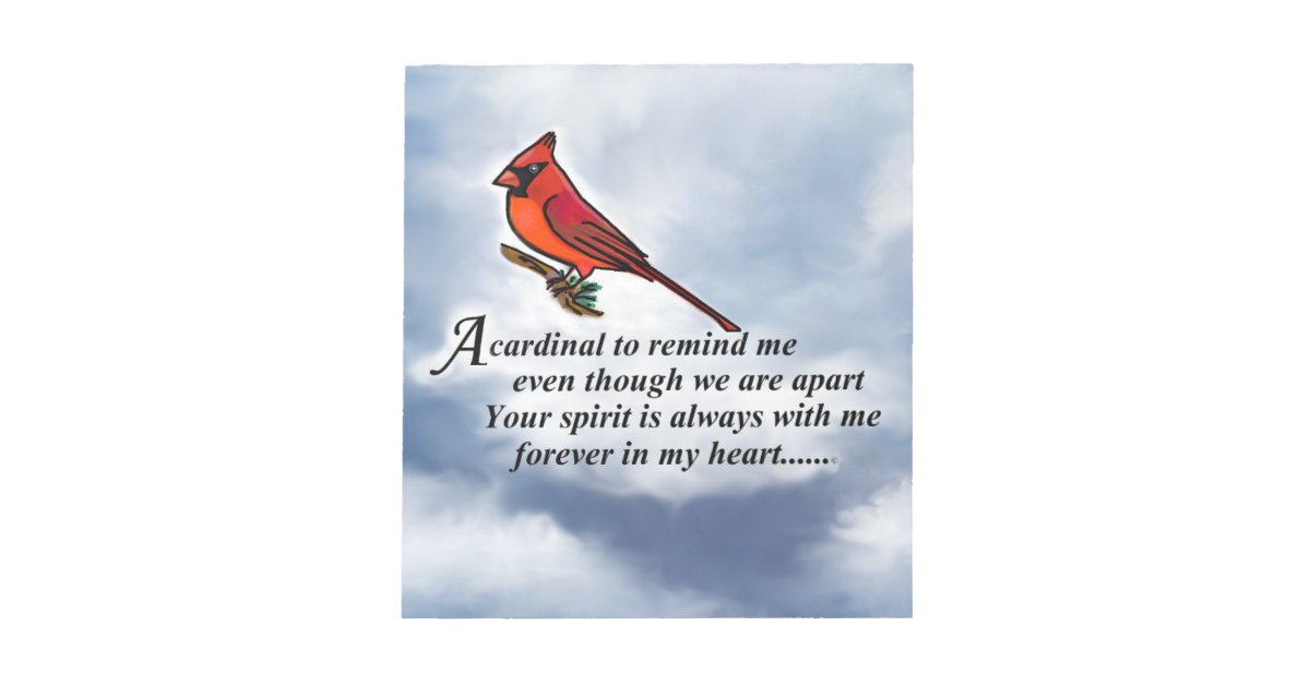 Cardinal Memorial Poem Notepad | Zazzle