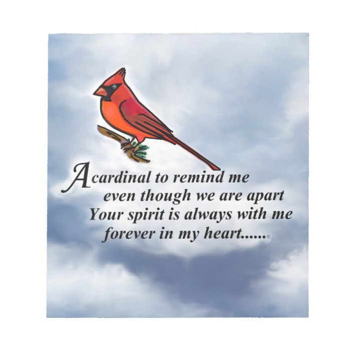 Cardinal Memorial Poem Notepad | Zazzle.com