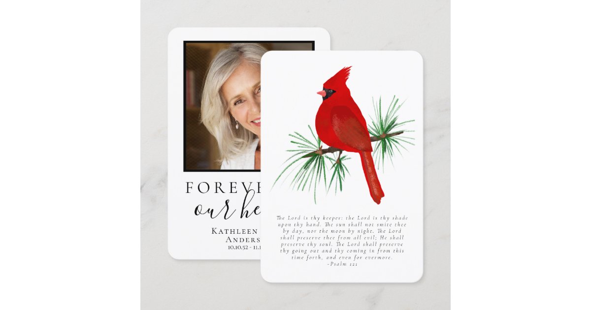 Cardinal Photo Funeral Prayer Card | Zazzle