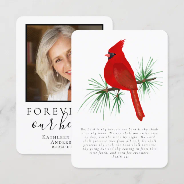 Cardinal Photo Funeral Prayer Card | Zazzle