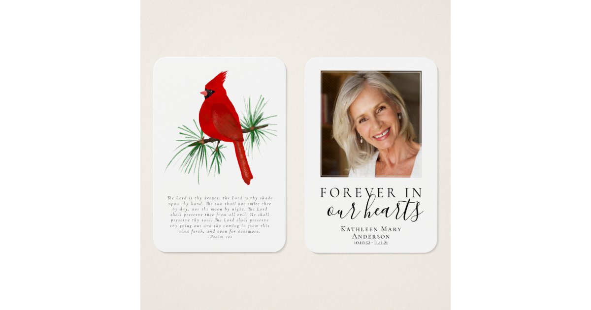 Cardinal Photo Memorial Prayer Card | Zazzle