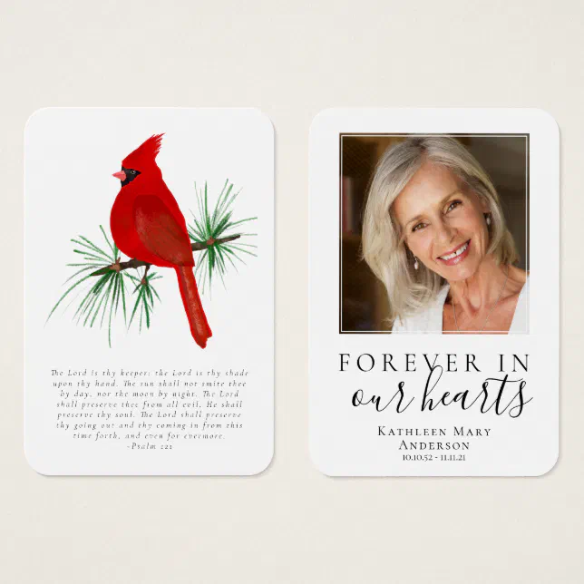 Cardinal Photo Memorial Prayer Card | Zazzle