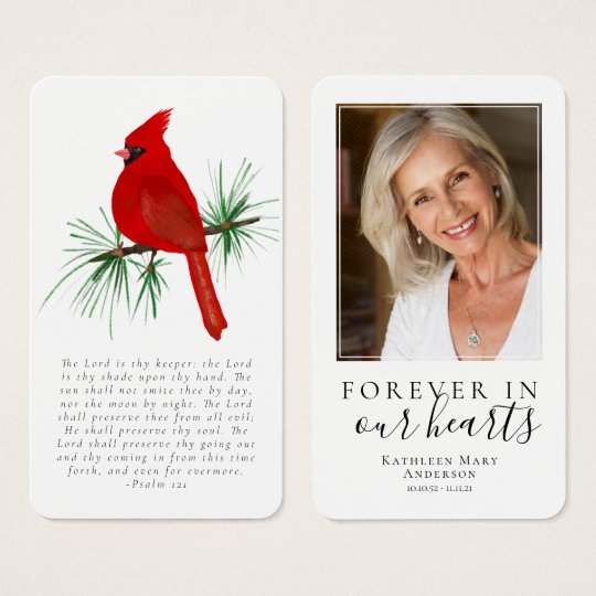 Cardinal Photo Remembrance Prayer Card | Zazzle.com