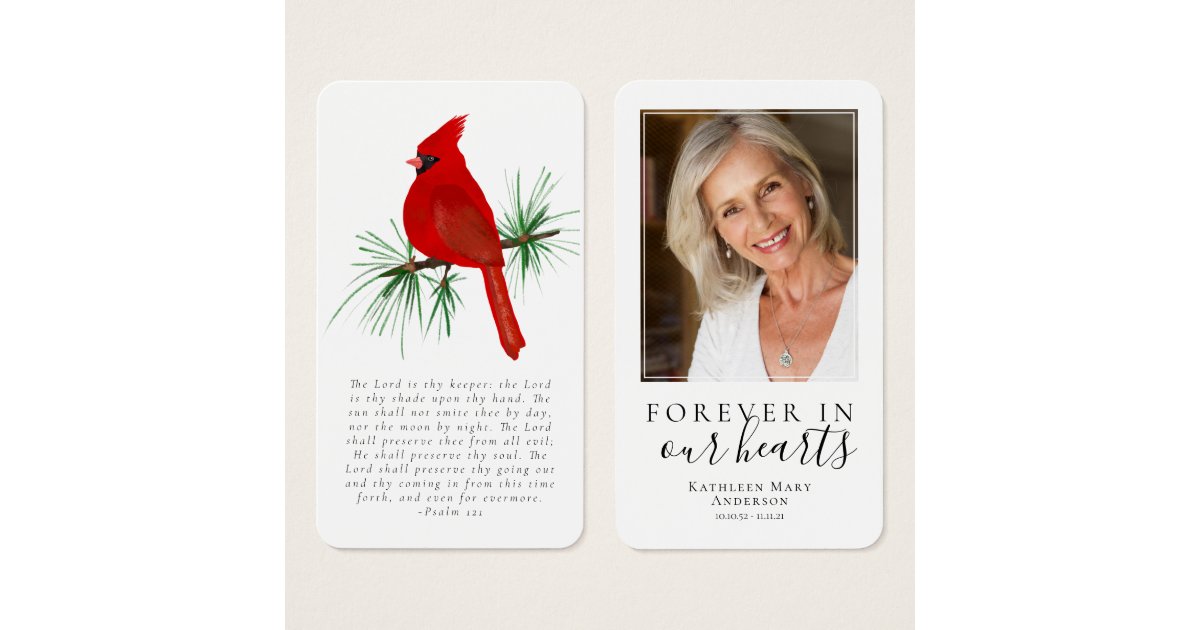 Cardinal Photo Remembrance Prayer Card | Zazzle