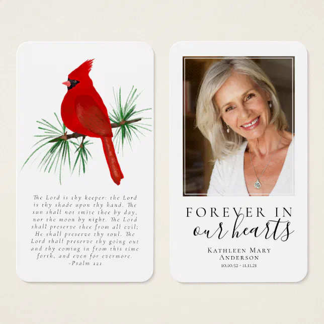 Cardinal Photo Remembrance Prayer Card | Zazzle