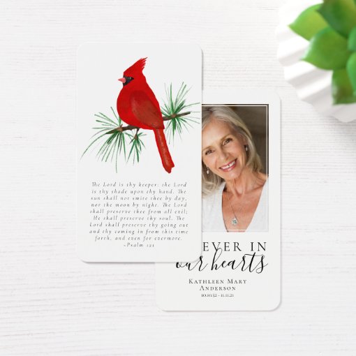 Cardinal Photo Remembrance Prayer Card | Zazzle