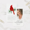 Cardinal Photo Remembrance Prayer Card | Zazzle