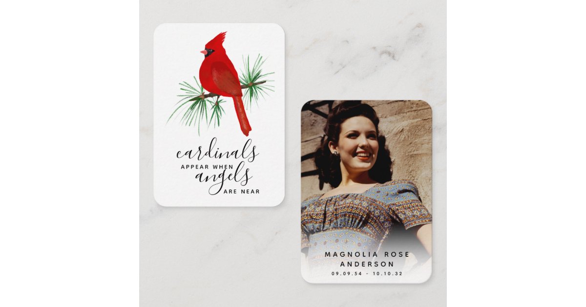 Cardinal Photo Sympathy Funeral Memorial Card | Zazzle