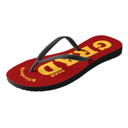 Cardinal Red and Gold Graduation Senior Class Flip Flops | Zazzle