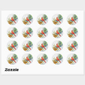 Cardinal Red Juniper Berries Christmas Classic Round Sticker | Zazzle