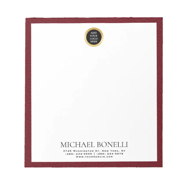 Cardinal Red Leather Circle Logo professional Notepad | Zazzle