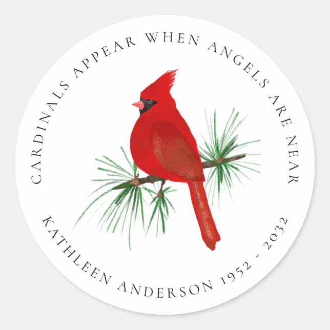 Cardinal Remembrance Classic Round Sticker | Zazzle