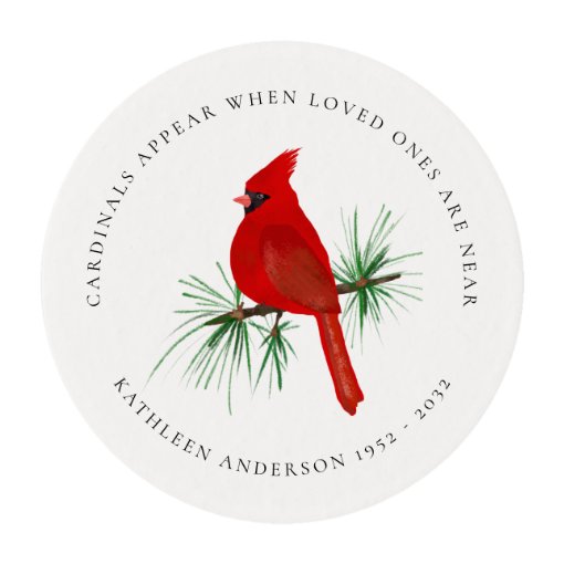Cardinal Remembrance Round Edible Frosting Rounds | Zazzle