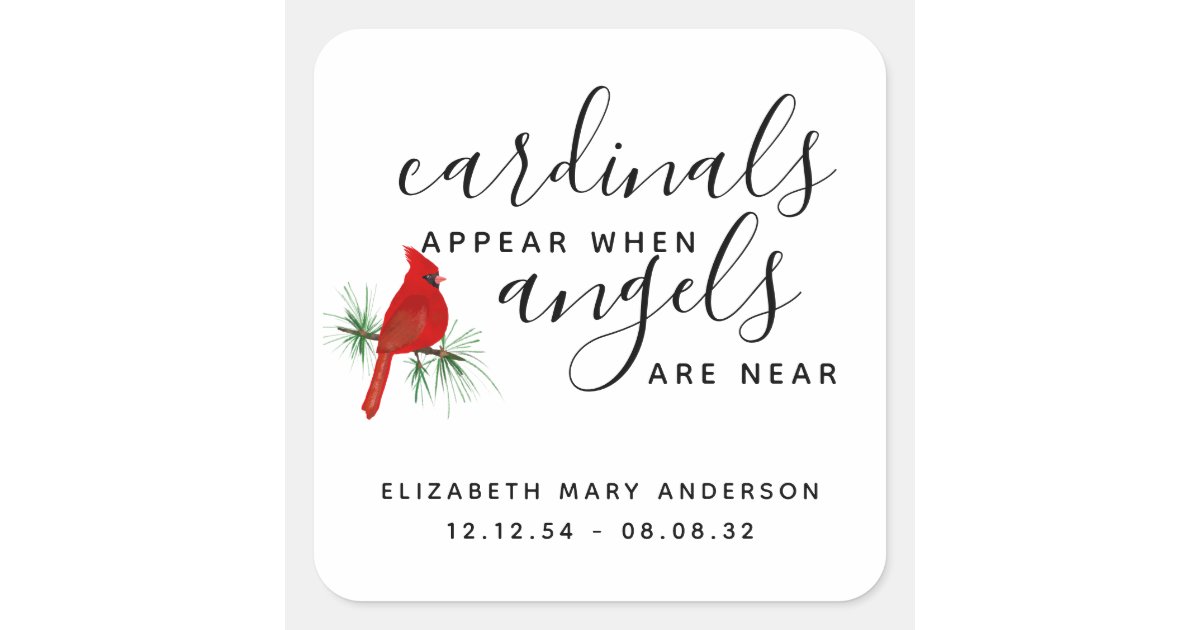 Cardinal Remembrance Tribute Square Sticker | Zazzle