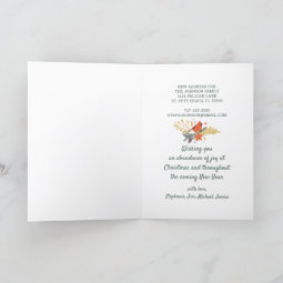 Cardinal Strawberry Christmas Wreath New Address Holiday Card | Zazzle